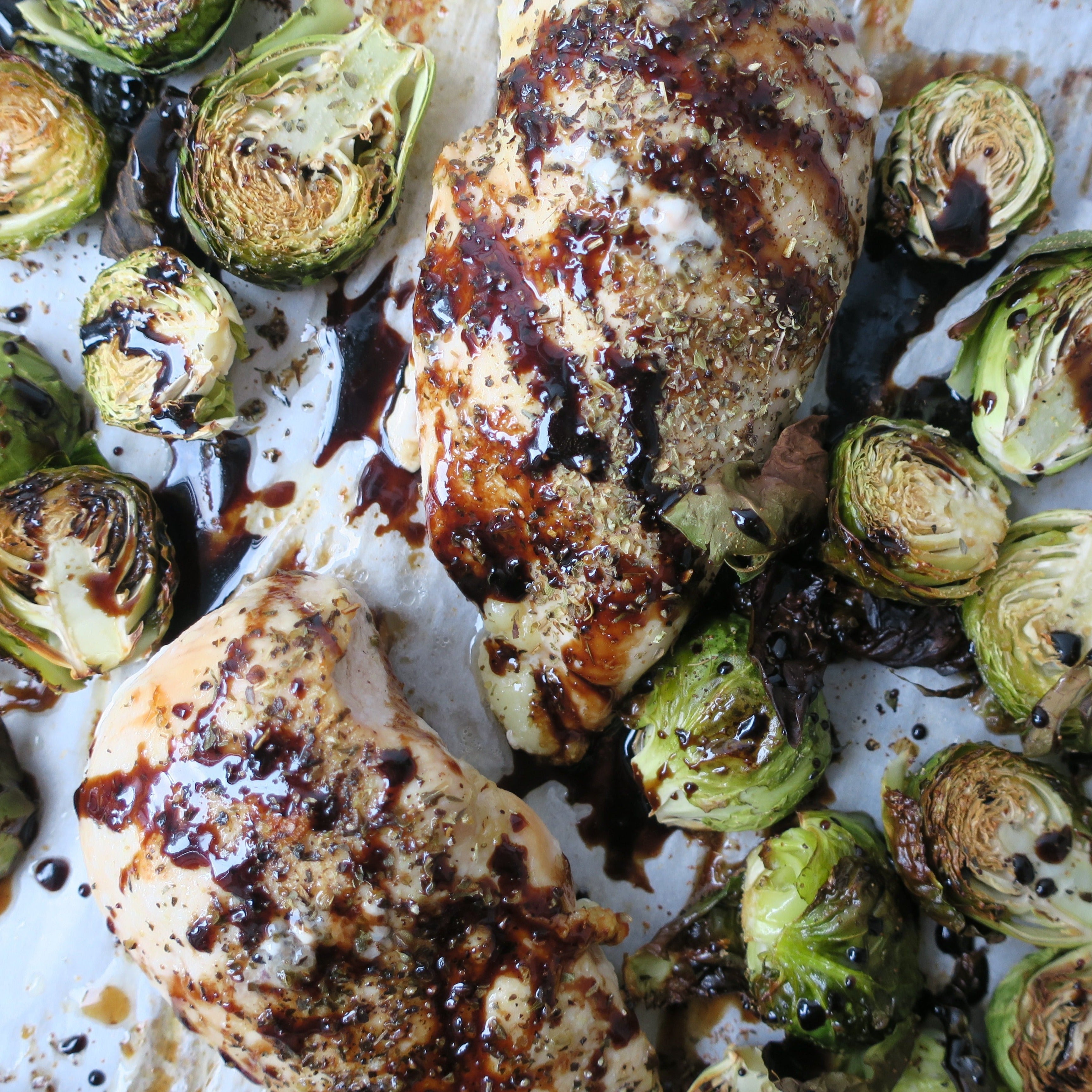 Sheet Pan Maple Balsamic Chicken and Brussels over Quinoa – Brittany ...