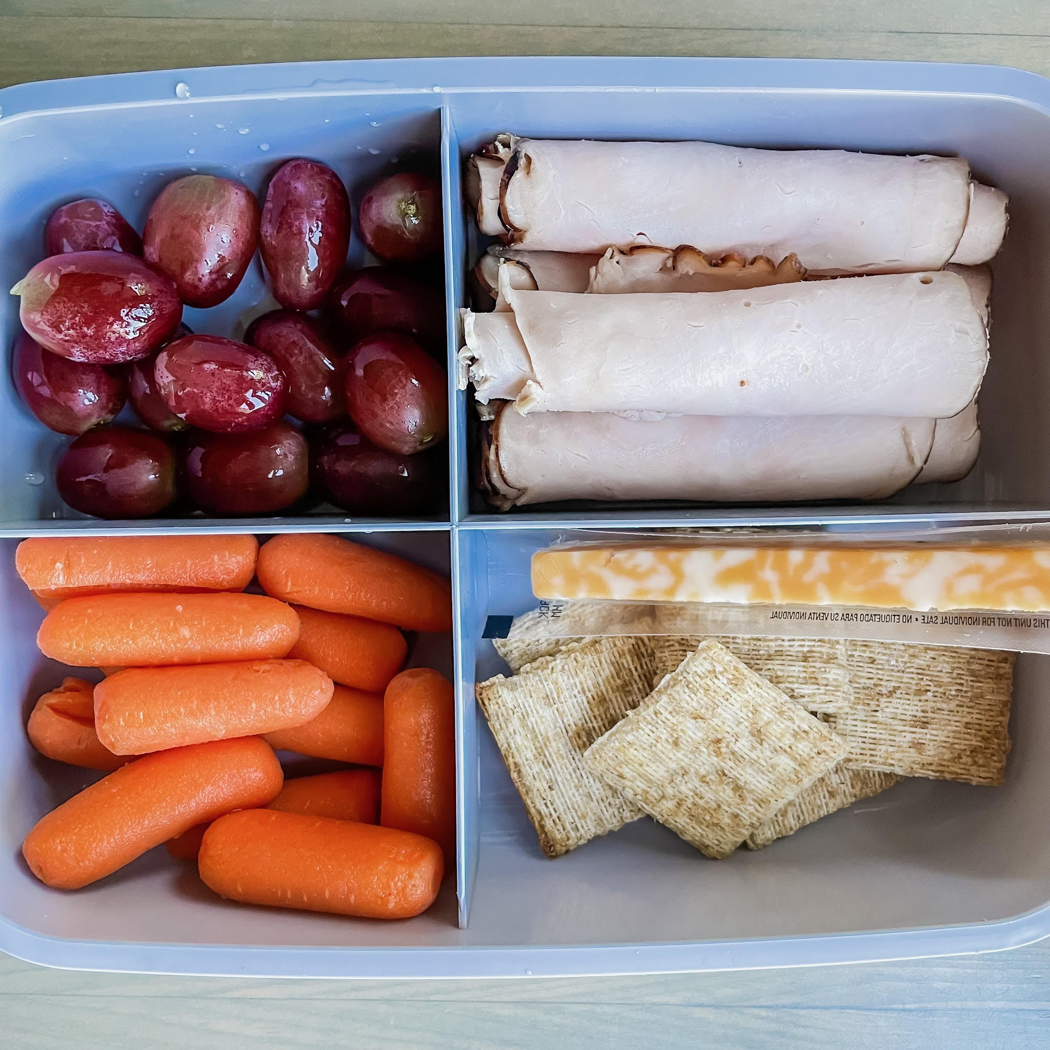 Turkey, Cheese, and Cracker Box with Carrots and Grapes – Brittany ...